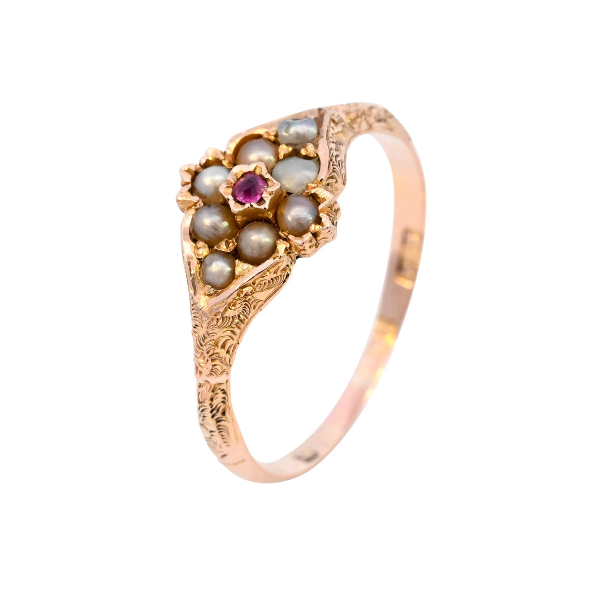Antique 15ct Gold Ruby & Pearl Ring – Wray & Co
